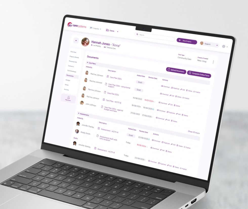 Solutions - Client Onboarding - Care Systems - Aged Care Management ...